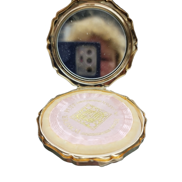 None | Accessories | Vintage Gold Powder Puff Mirror Compact | Poshmark